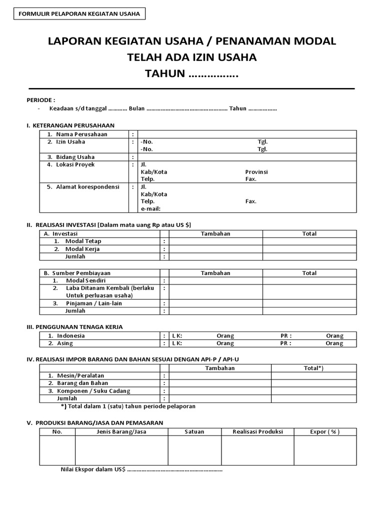 Laporan Kegiatan Usaha | PDF