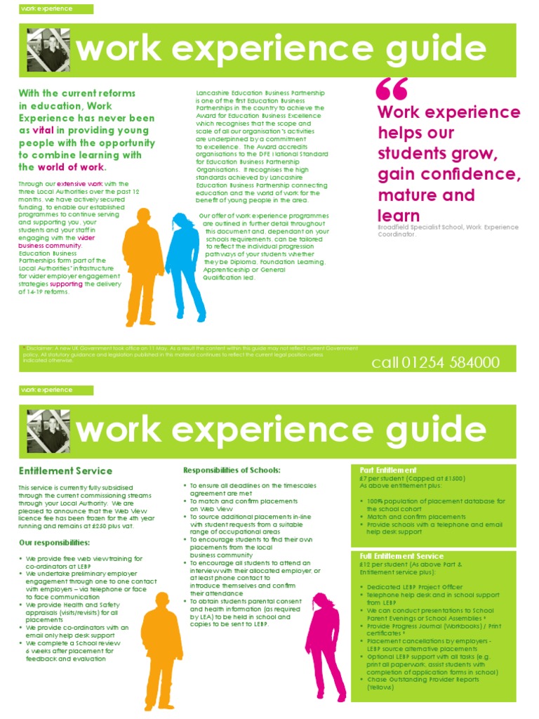 Work Experience Guide: Work Experience Helps Our Students Grow, Gain ...