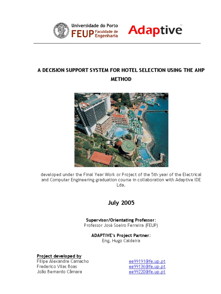 A Decision Support System For Hotel Selection Using The Ahp Method Pdf Decision Support