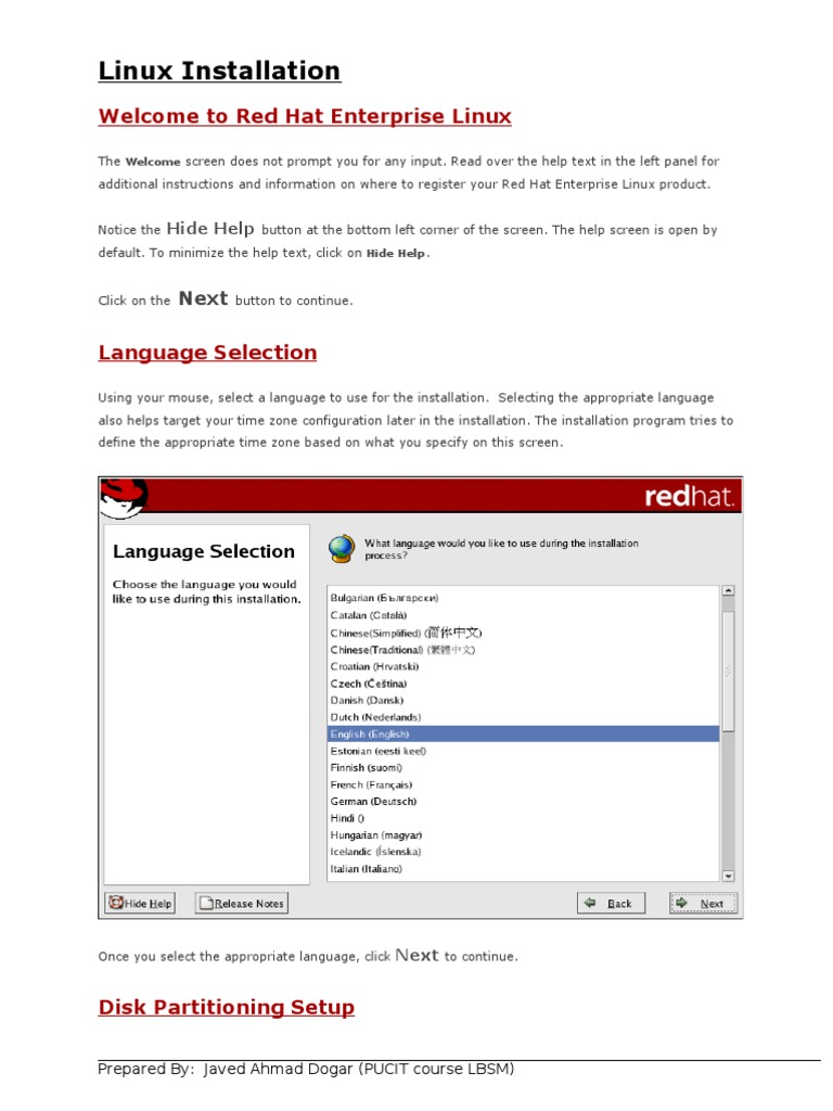 Linux Installation: Welcome To Red Hat Enterprise Linux | PDF | Booting | Superuser