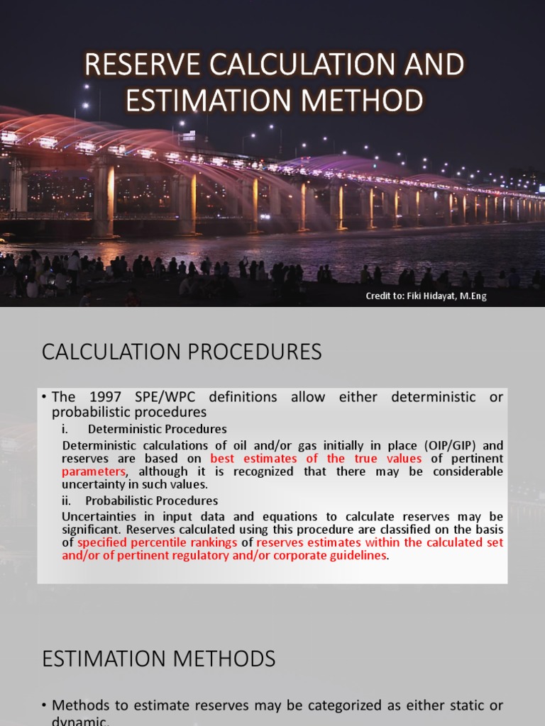 Lecture Week 4 - RESERVE CALCULATION AND ESTIMATION METHOD | PDF ...