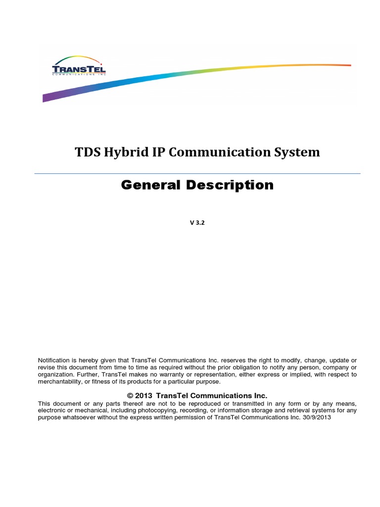 TDS General Description v3.2b | PDF | Telephone | Voicemail
