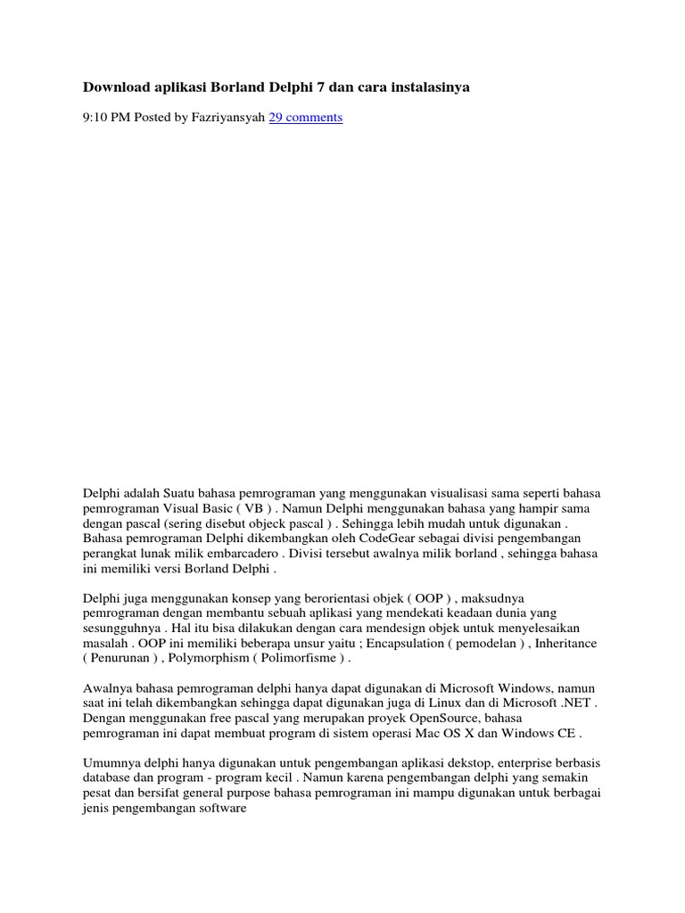 Aplikasi Borland Delphi 7 Dan Cara Instalasinya | PDF