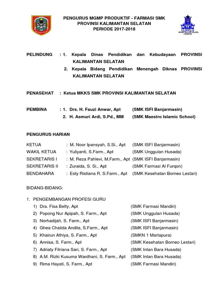 PENGURUS DAN PROGRAM KERJA MGMP - Docx-1 | PDF | Karier & Perkembangan ...