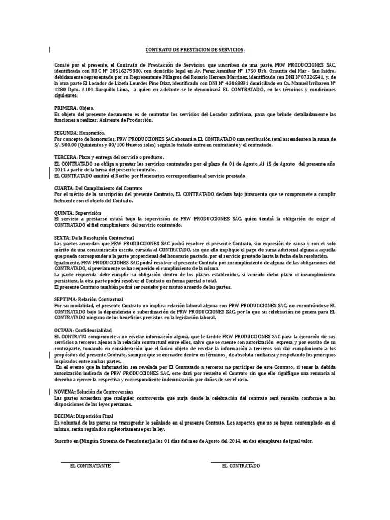 Modelo de Contrato Proveedor Plantilla | PDF | Instituciones sociales ...