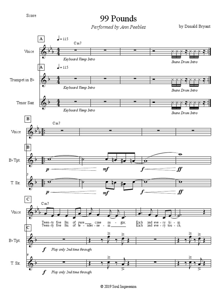 99 Pounds - Score | PDF | Western Calligraphy | Human Voice