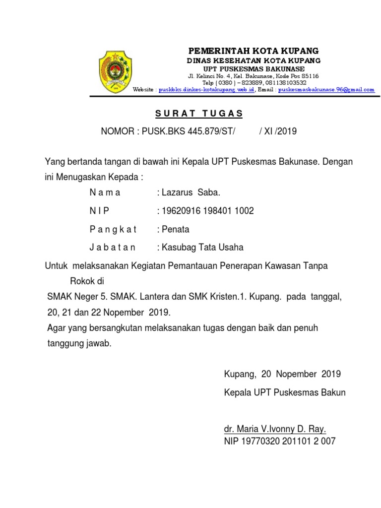 Contoh Surat Tugas | PDF