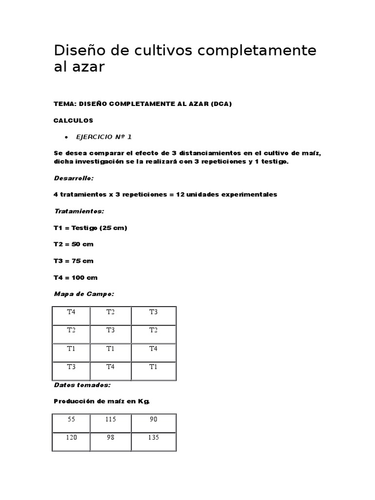 Diseño Completamente Al Azar | PDF | Método científico | Análisis ...