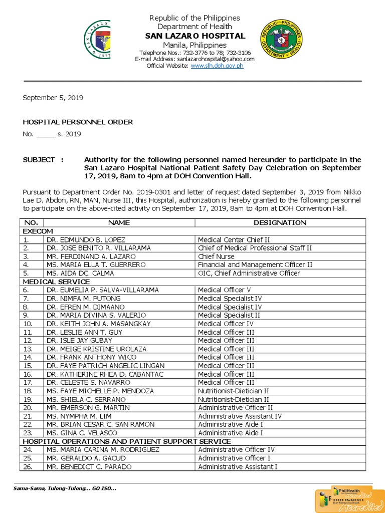 HOspital Personnel Order | Download Free PDF | Economics Of Service ...