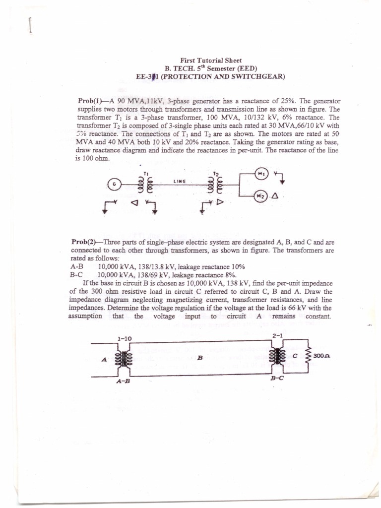 Tutorial Sheet-1 PDF | PDF | Transformer | Electrical Impedance