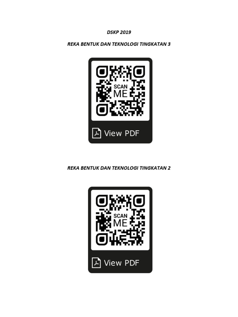 DSKP 2019 QR Code RBT T3, T2 | PDF | Sains & Matematika | Teknologi ...