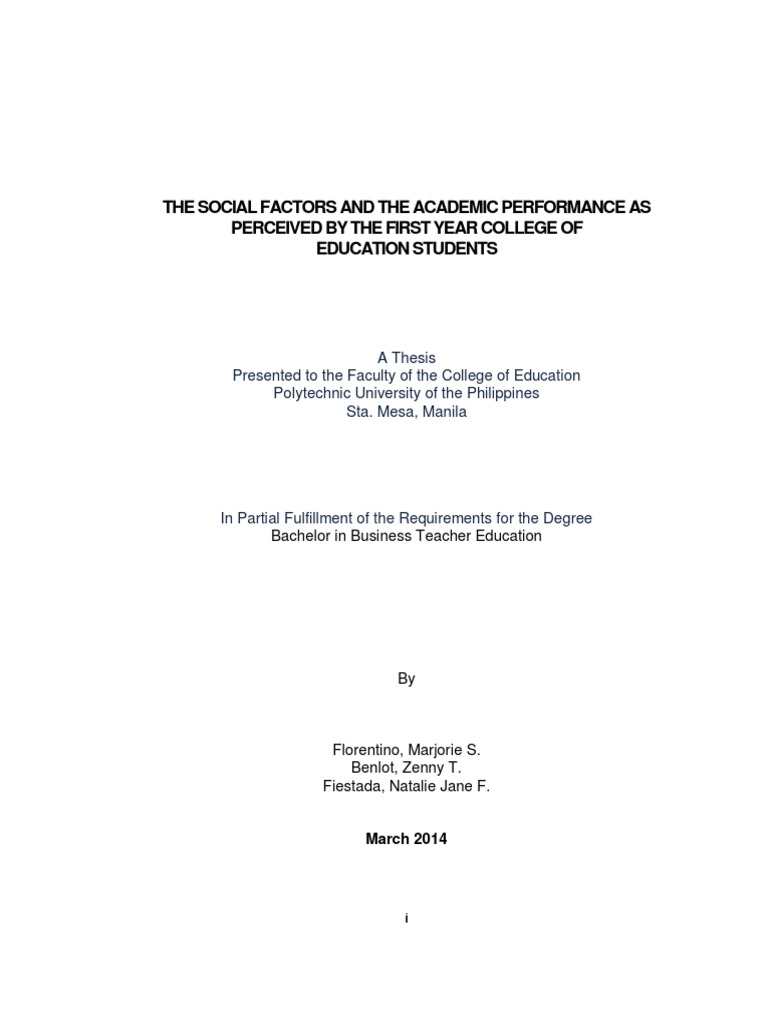 Social Factors Impacting Academic Performance | PDF | Fraternities And ...