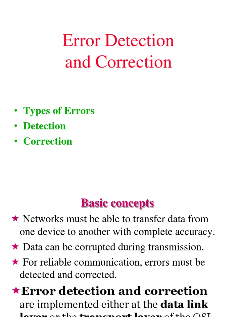 3 Error Detection And Correction Pdf Error Detection And Correction Computer Data