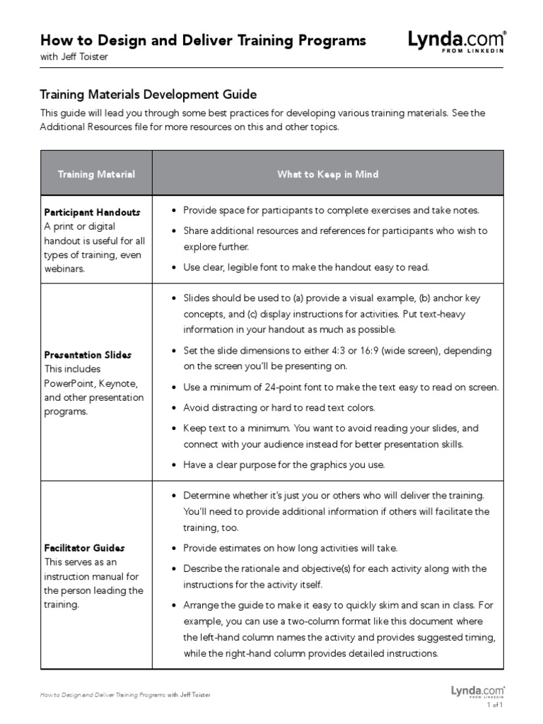 Training Materials Development Guide | PDF | Microsoft Power Point ...