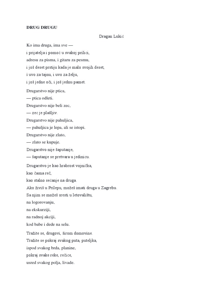 Dragan Lukić - DRUG DRUGU | PDF