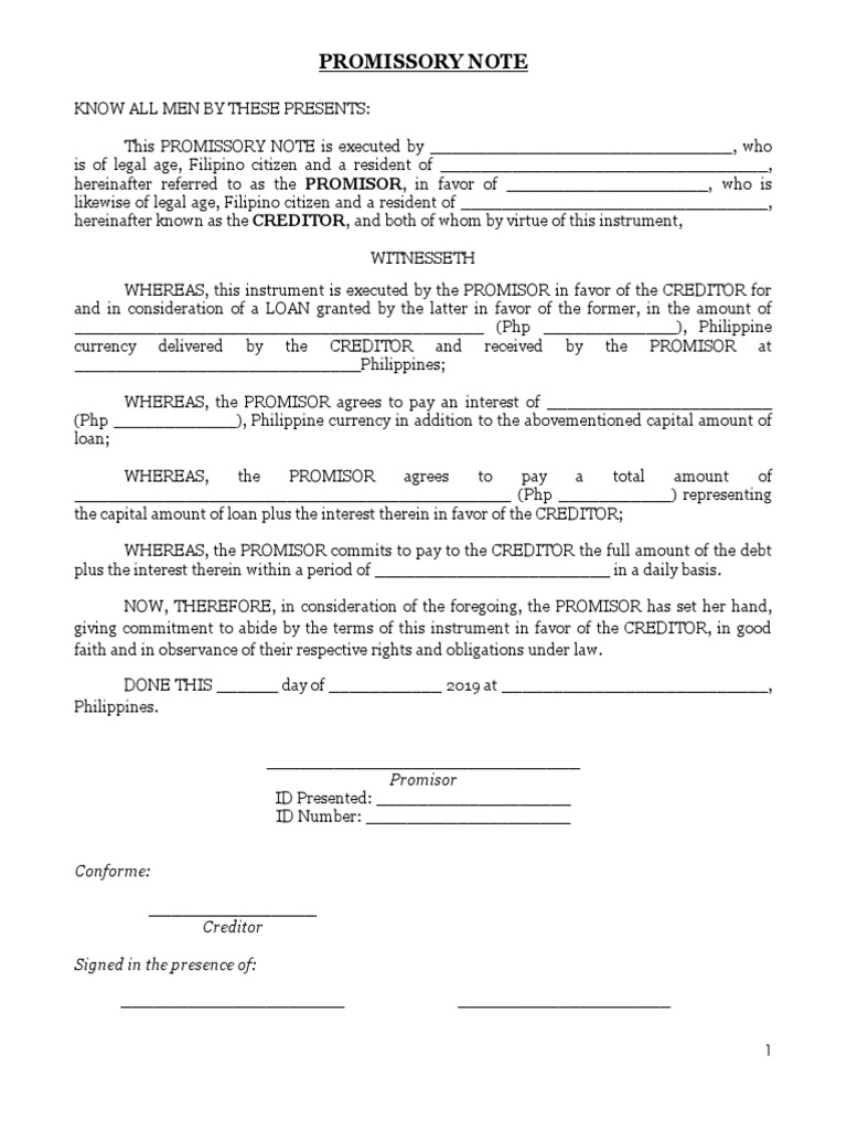 Sample Promissory Note | PDF | Promissory Note | Philippines