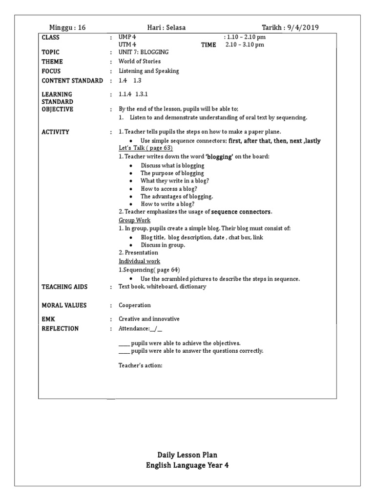 Unit 7 (Week 1) | PDF | Lesson Plan | Grammatical Tense