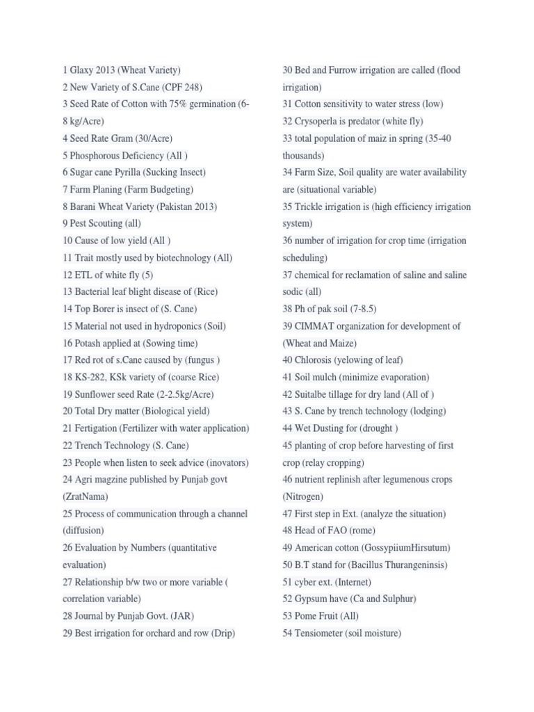 Agriculture Past Paper-1 | PDF | Agriculture | Wheat