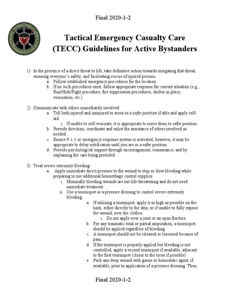 TECC Guide for Active Bystanders | PDF | Bleeding | Hypothermia