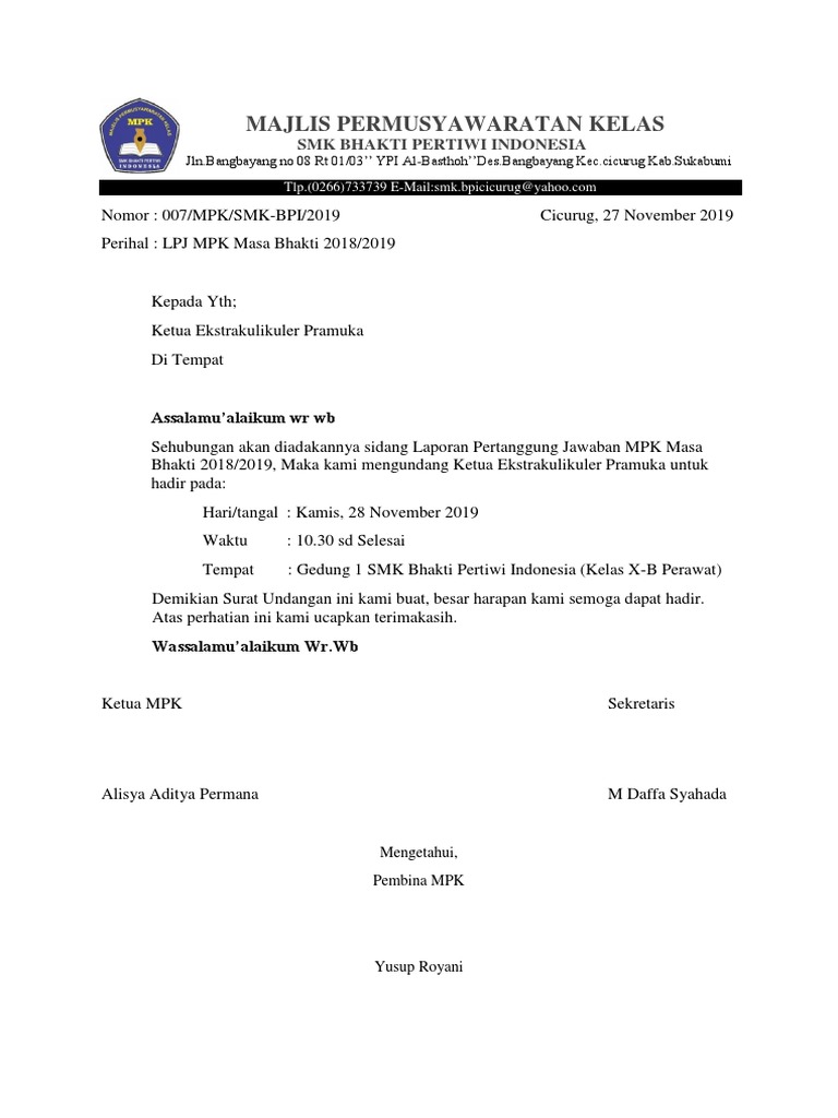 Surat Undangan LPJ MPK | PDF