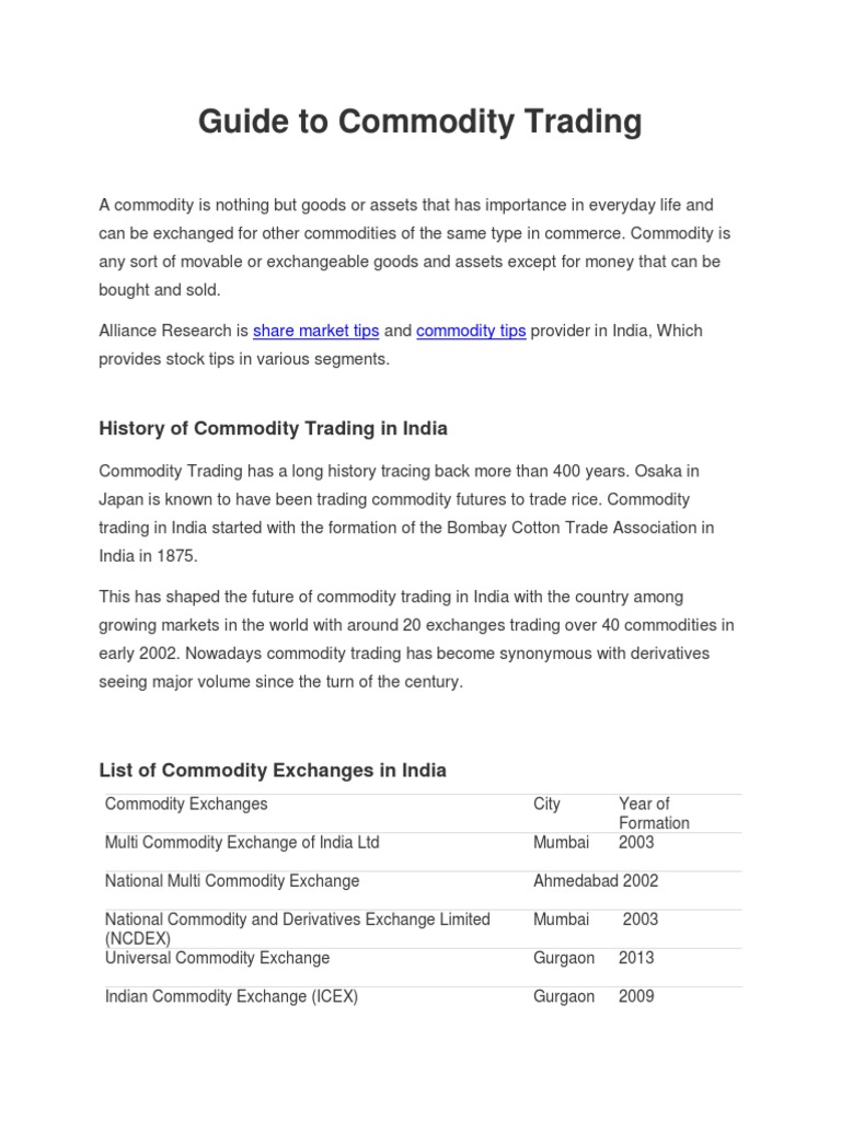 Guide To Commodity Trading | PDF | Commodity Markets | Bullion