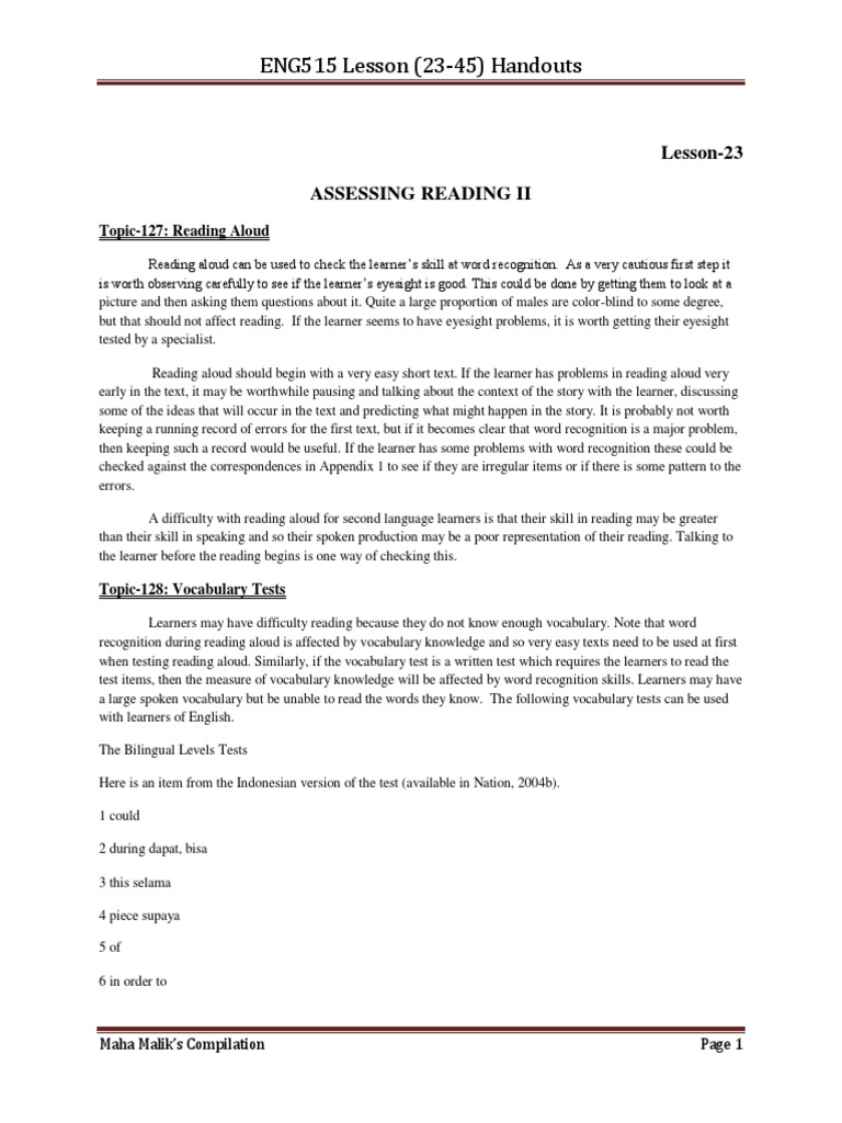 ENG515 Lesson (23-45) | PDF | Reading Comprehension | Noun