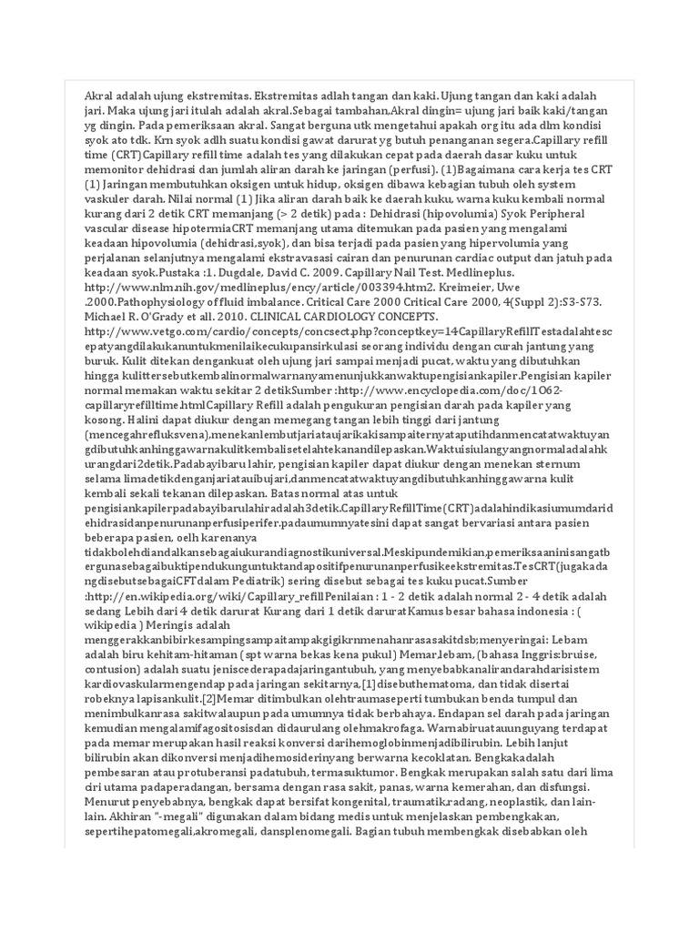Pemeriksaan Akral dan CRT pada Syok | PDF | Sains & Matematika