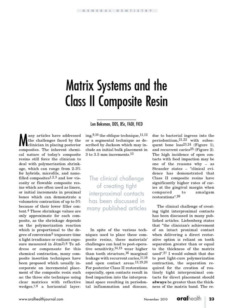 3 Matrix Systems And The Class Ii Composite Resin Pdf Pdf Dental