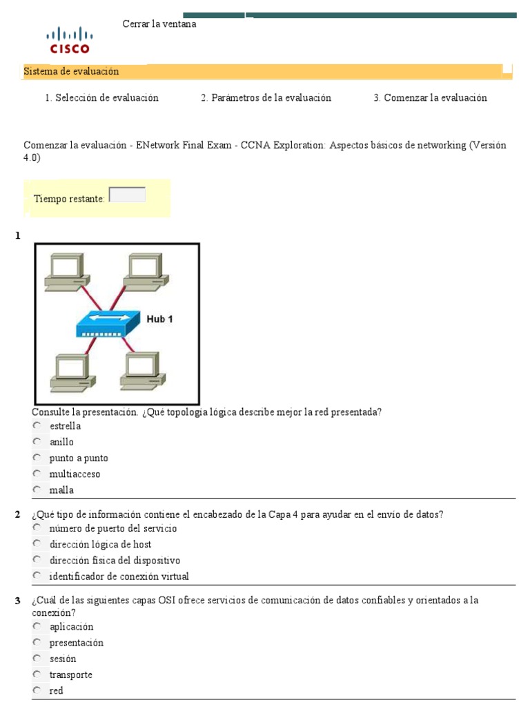 Examen Final CCNA Exploration ENetwork Final Exam | PDF | Dirección IP | Red de computadoras