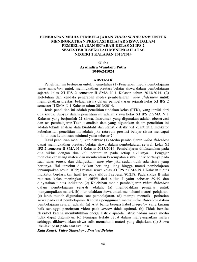 Contoh Abstrak Untuk PTK | PDF