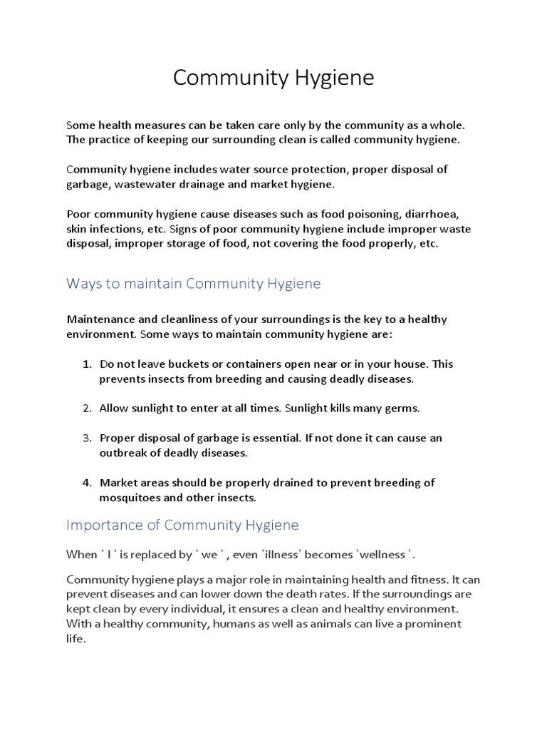 Community Hygiene | PDF | Hygiene | Compost