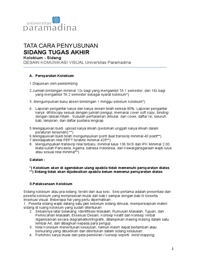 Pedoman Kolokium Dan Sidang Tugas Akhir | PDF