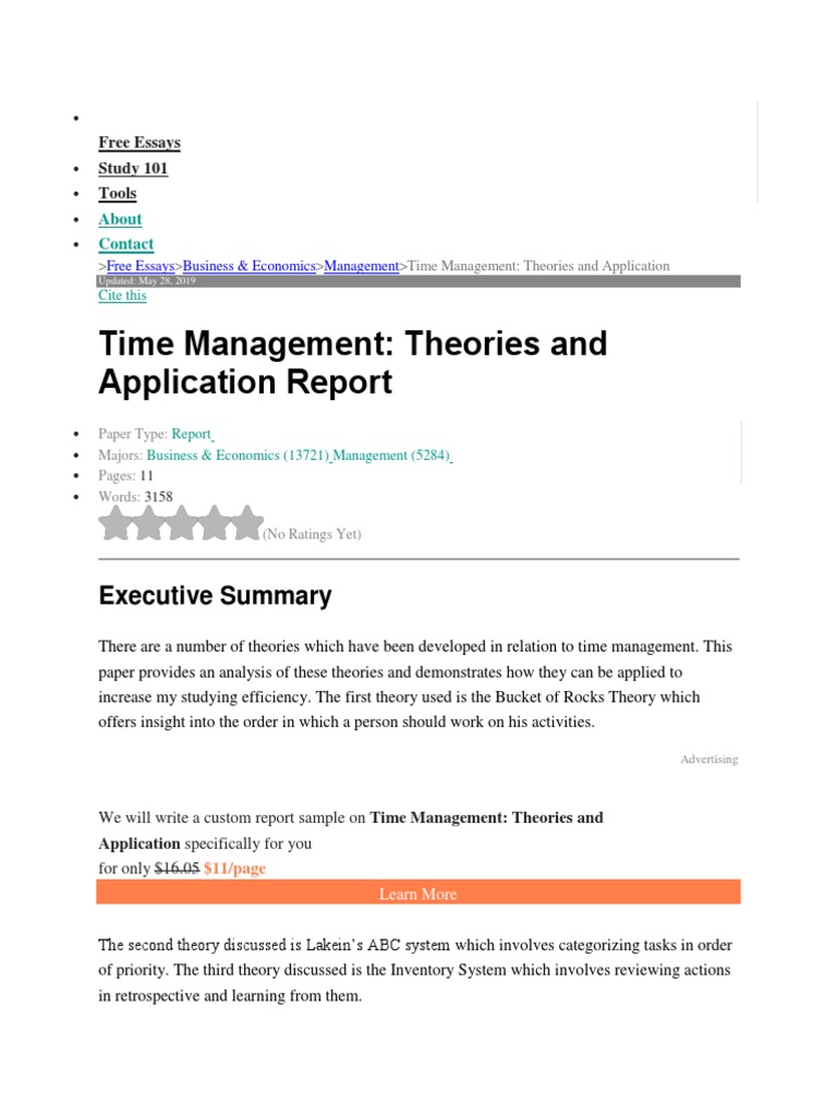 Time Management Theories | Download Free PDF | Time Management ...