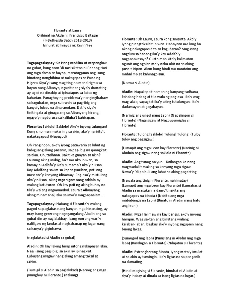 Florante at Laura Script | PDF