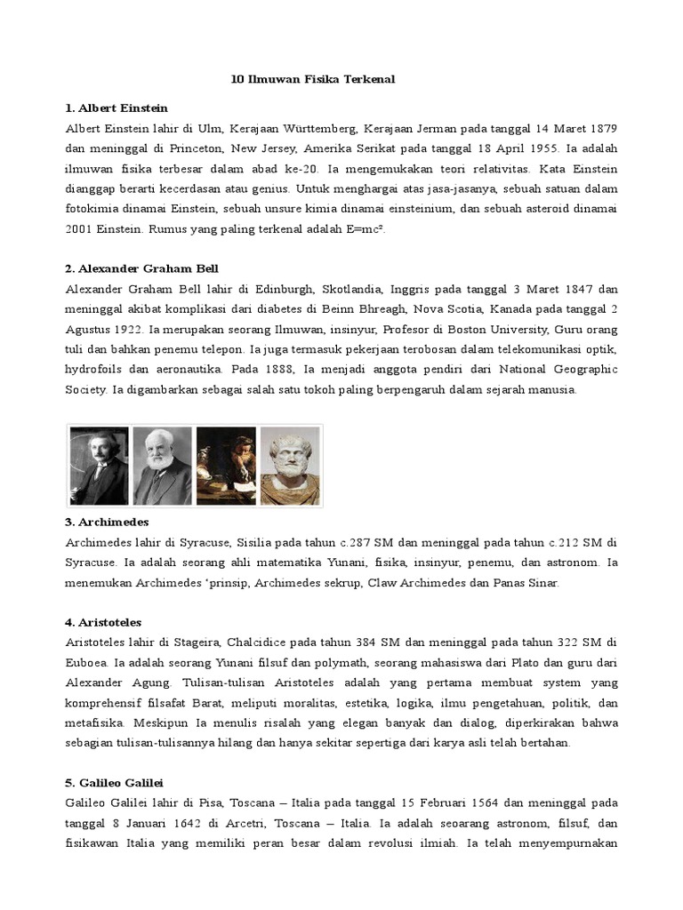 10 Ilmuwan Fisika Terkenal | PDF