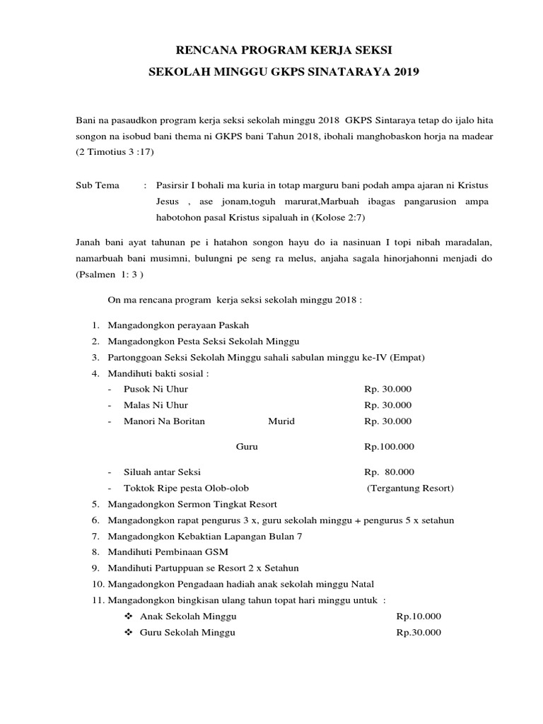 Rencana Program Kerja Seksi Pdf Kajian Bahasa Asing
