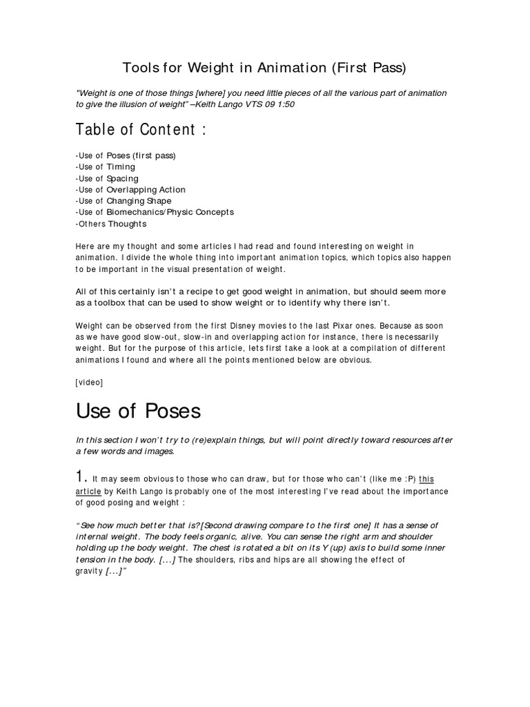 Tools For Weight in Animation (First Pass) - byFrancisJasmin | PDF ...