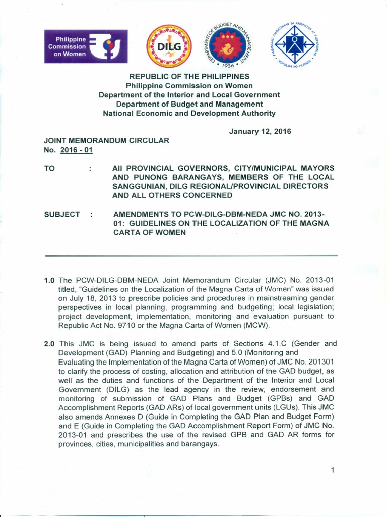 Pcw-Dilg-Dbm-Neda JMC 2016-01 | PDF Pcw-Dilg-Dbm-Neda JMC 2016-01 | PDF