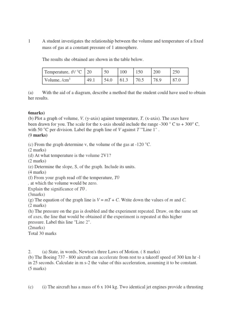 1A Student Investigates The Relationship Between The Volume and ...