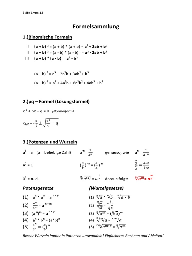 Formelsammlung Mathematik Pdf Formelsammlungen / Mathe/Physik