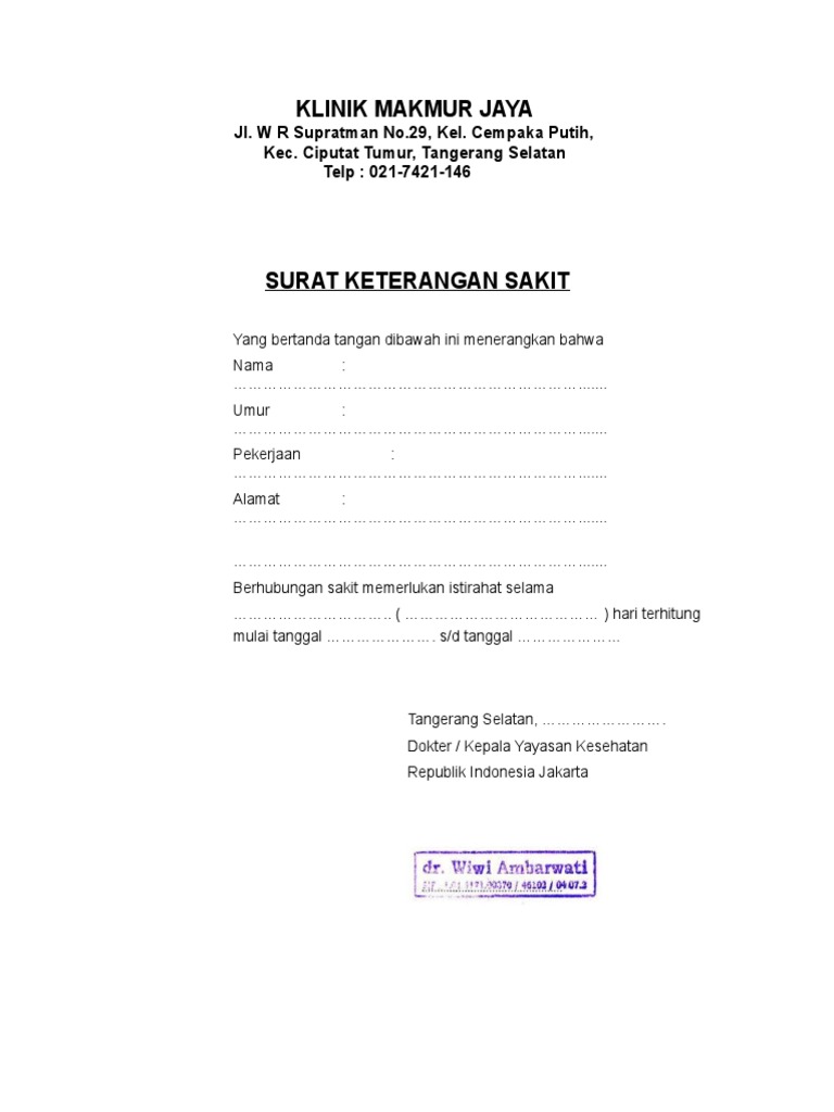 Surat Keterangan Sakit | PDF
