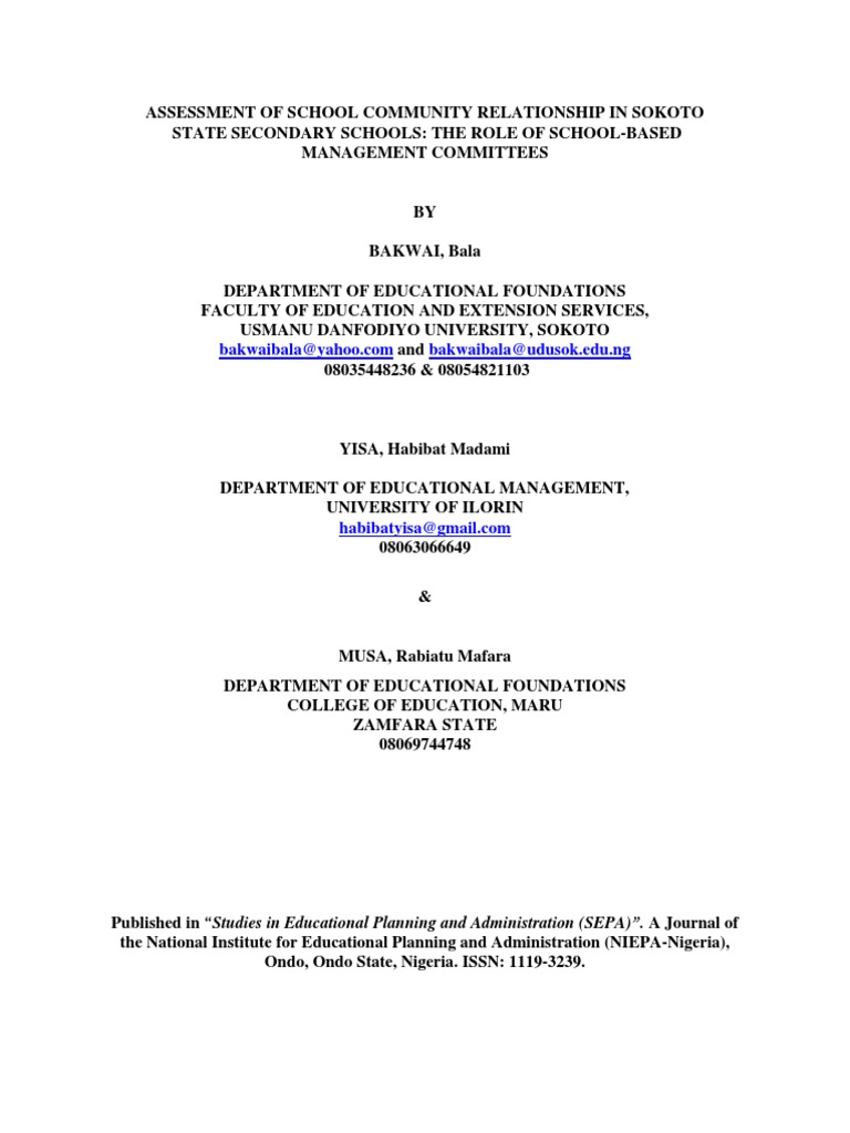 Assessment of School Community Relations PDF | PDF | Community ...