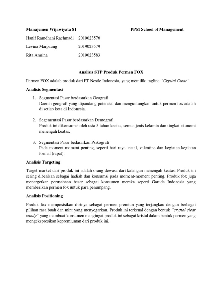 Analisis STP Produk Permen Fox | PDF