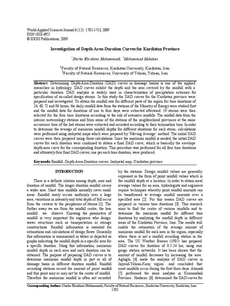 Investigation of Depth-Area-Duration Curves PDF | PDF | Contour Line ...