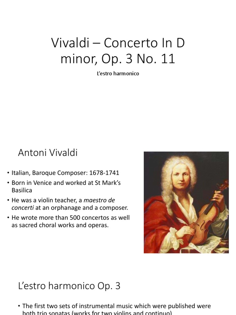 Y13 Lesson 2 Vivaldi - Concerto in D Minor, Op Analysis | PDF ...