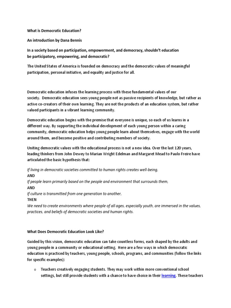 What Is Democratic Education | PDF | Democracy | Political Ideologies