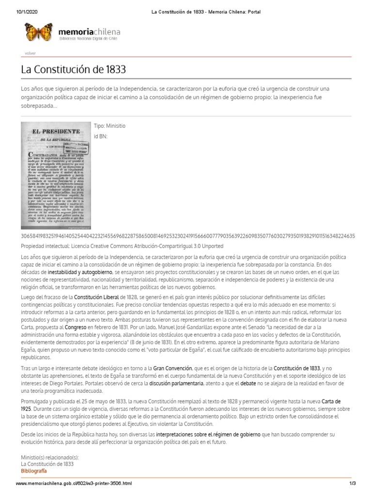 La Constitución de 1833 Chile | PDF | Constitución | Ciencias Políticas