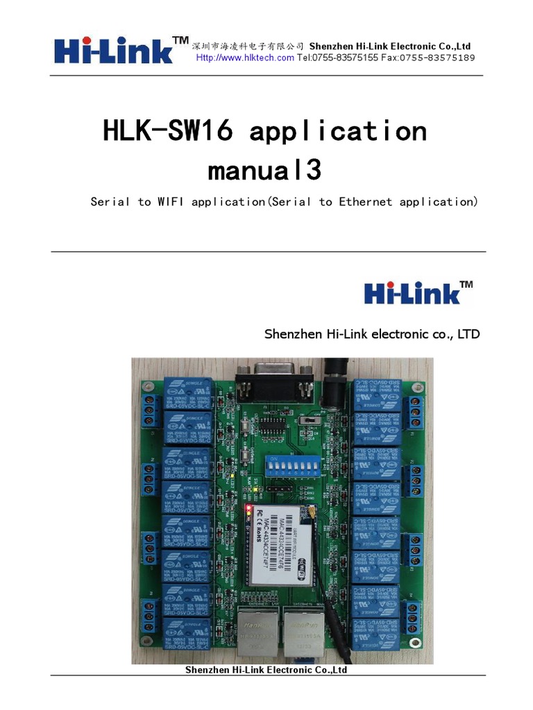 HLK sw16 16 Channel Wifi Controlled Relay Board | PDF | Ip Address ...