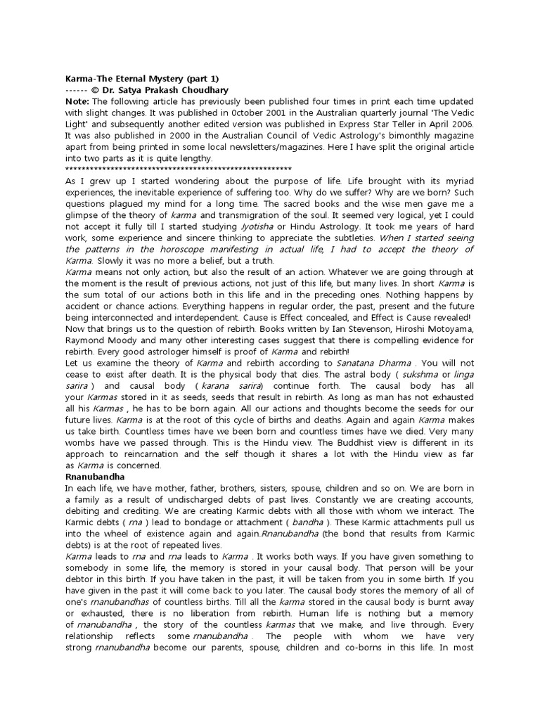 Karma - The Eternal Mystery | PDF | Karma | Bhakti