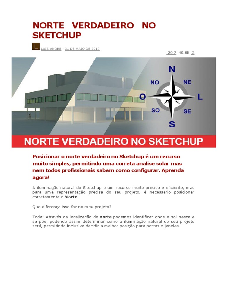 Posicionando o Norte no SketchUp | PDF | Sol | SketchUp